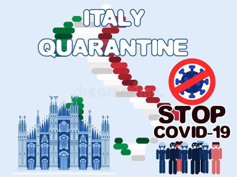 Italy Map Milan Quarantine and People. Stock Stock Illustration ...