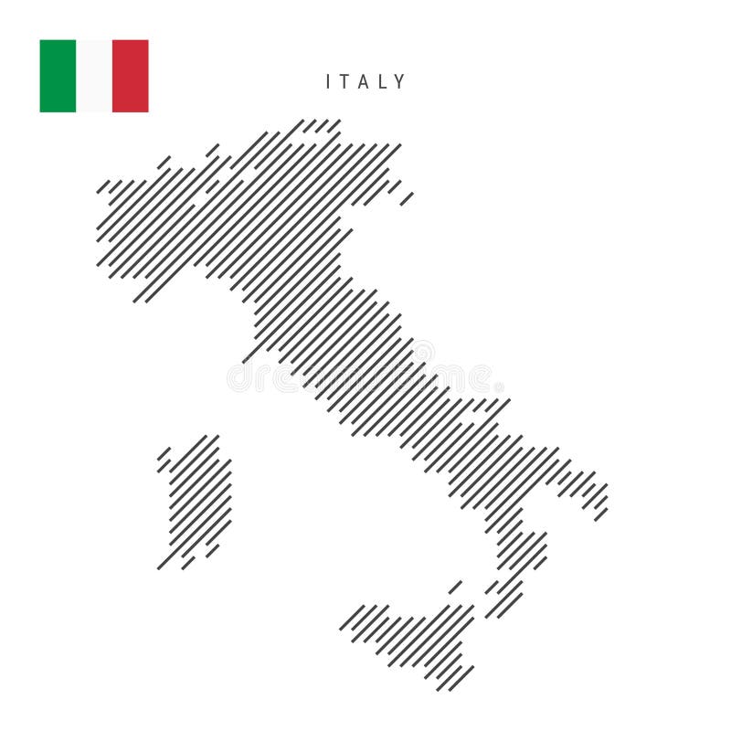 Italy Map from Pattern of Black Slanted Parallel Lines. Flat Vector ...