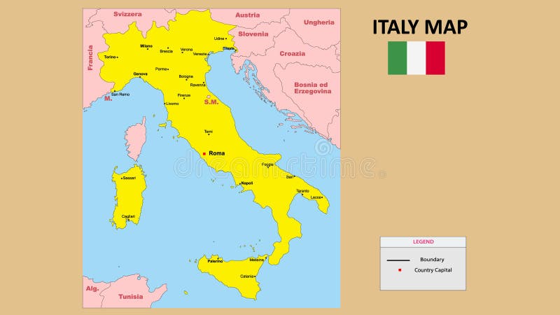 Italy Map. Political Map of Italy Stock Vector - Illustration of green ...