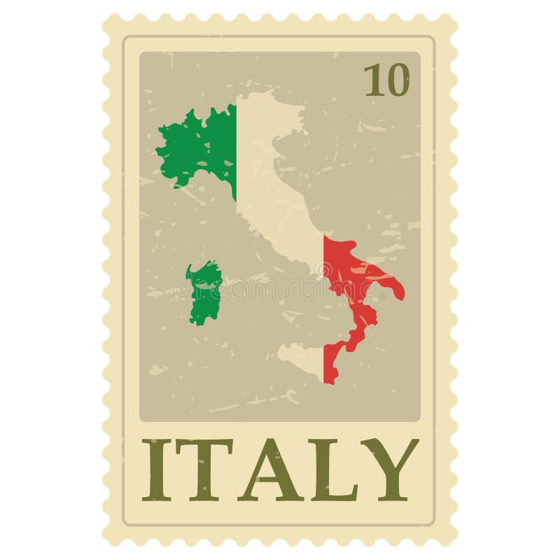 Italy Map Postage Stamp. Vector Illustration Decorative Design Stock ...