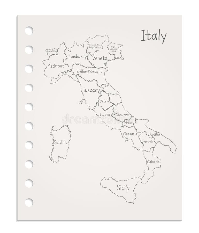 Italy Map on Realistic Clean Sheet of Paper Torn from Block Stock ...
