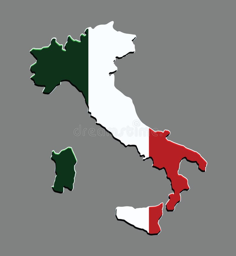 Italy Map Vector with the Italian Flag Stock Vector - Illustration of ...