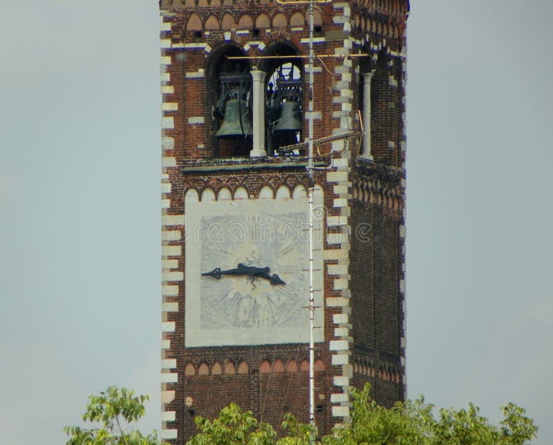 Italy, Milan, Basilica of Sant Eustorgio, Clock and Bells Stock Image ...