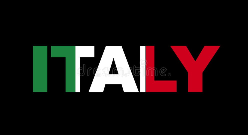 Italy name with flag stock vector. Illustration of backdrop - 5346742
