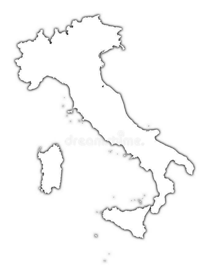 Italy Outline Map with Shadow Stock Illustration - Illustration of ...
