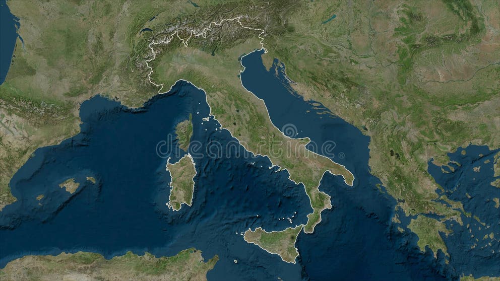 Italy Outlined. High-res Satellite Stock Illustration - Illustration of ...