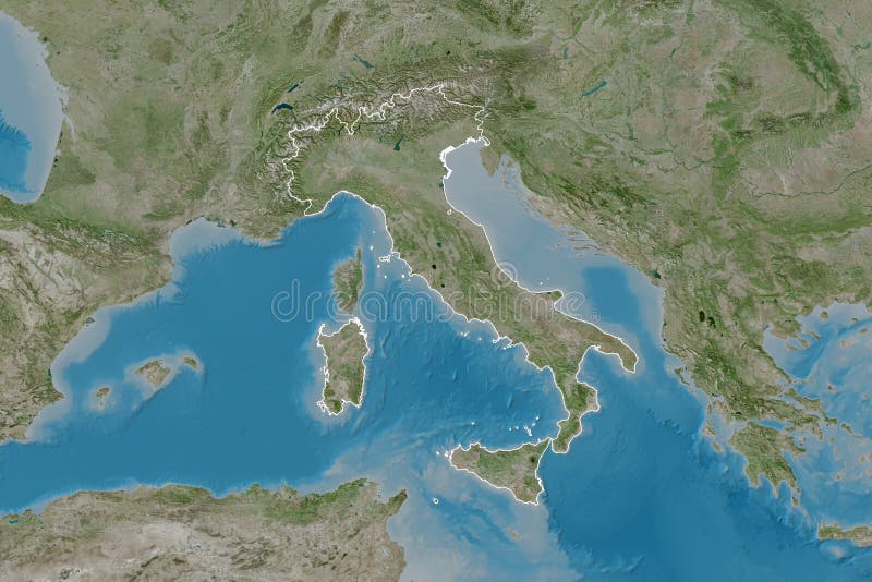 Italy outlined. Satellite stock illustration. Illustration of satellite ...