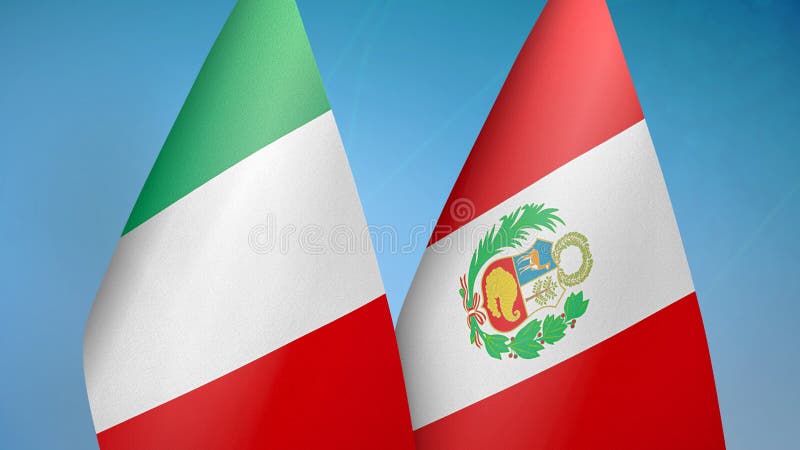 Italy Vs Peru, Peruan Smoky Mystic Flags Placed Side by Side. Thick ...
