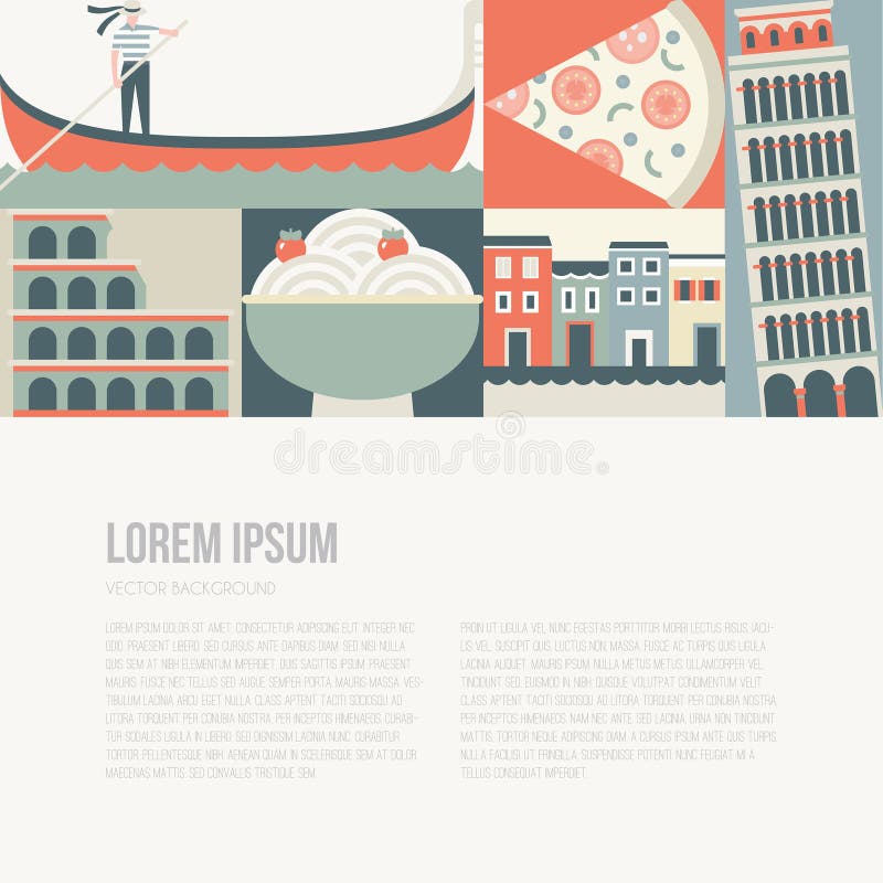 Italy Postcard stock vector. Illustration of flat, element - 72688233