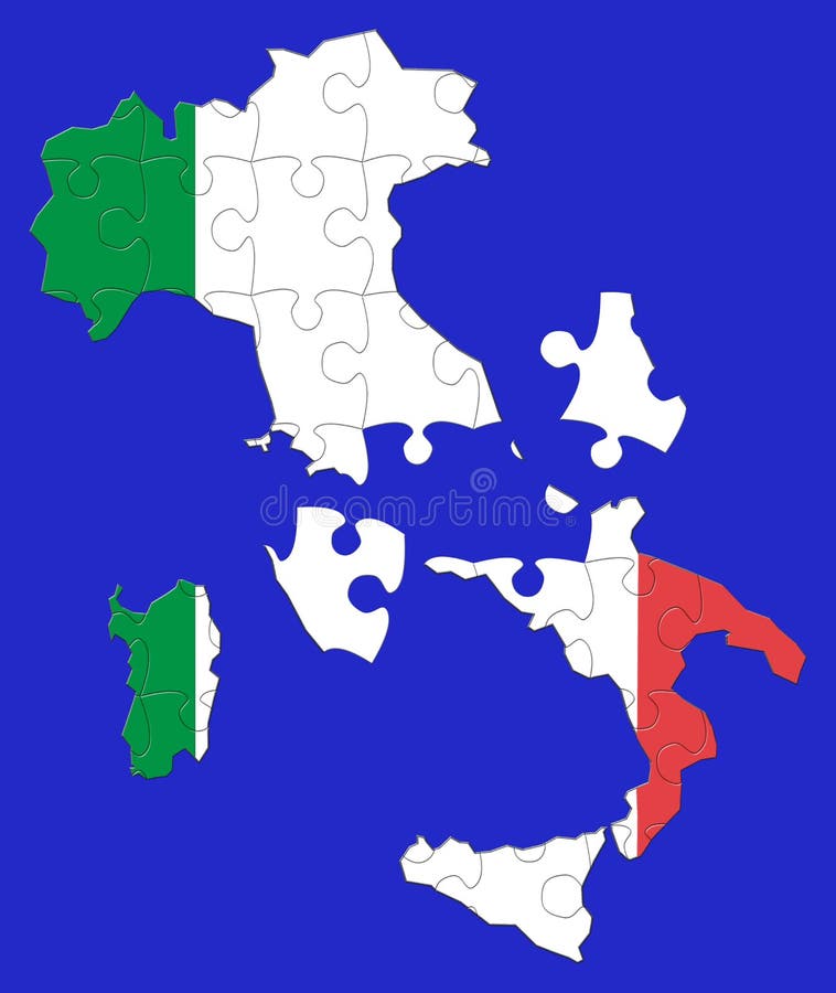 Italy puzzle map stock illustration. Illustration of split - 17814672