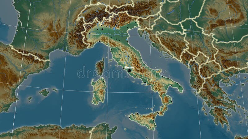 Italy relief map stock vector. Illustration of country - 83745292