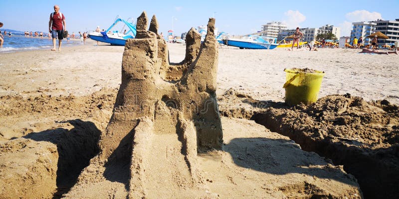 Italy Rimini Sand Castle Beach Editorial Image - Image of beach, rimini ...