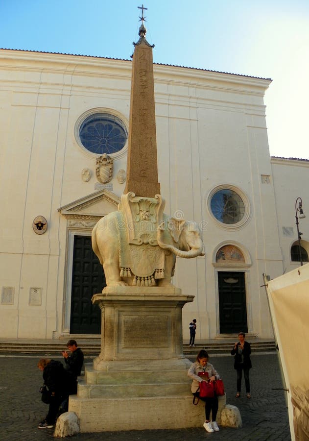 Italy, Rome, 65 Piazza Della Minerva, Obelisk of Minerva (Obelisco ...