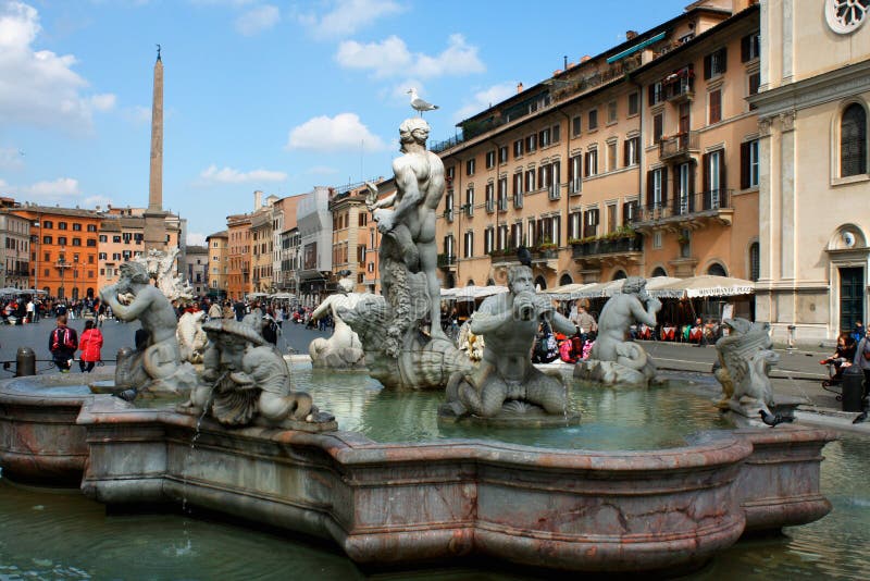 Italy, Rome Piazza Navona, the Fountain Editorial Photo - Image of ...