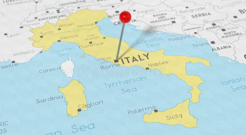 Italy, Rome - Push Pin on Political Map Stock Illustration ...