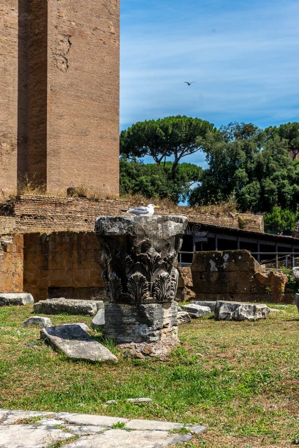 Italy, Rome, Roman Forum, a Clock Tower in Front of a Brick Building ...