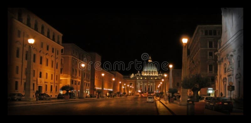 Italy, Night View To Vaticano Editorial Image - Image of basilica ...