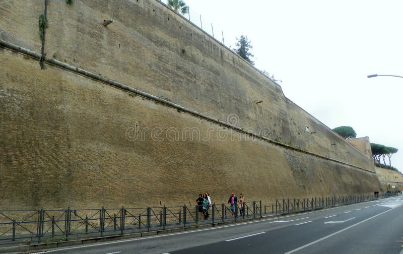 Italy, Rome, 104 Viale Vaticano, High Stone Wall of the Vatican Stock ...