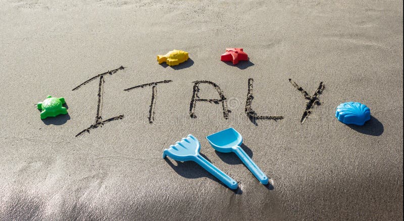 Italy on sand beach stock image. Image of vacation, water - 25624725