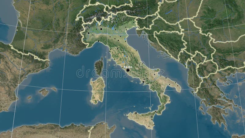 Italy - Satellite. Composition, Borders Stock Illustration ...