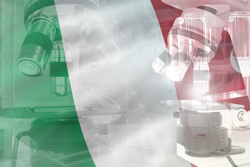 Italy Science Development Conceptual Background - Microscope on Flag ...