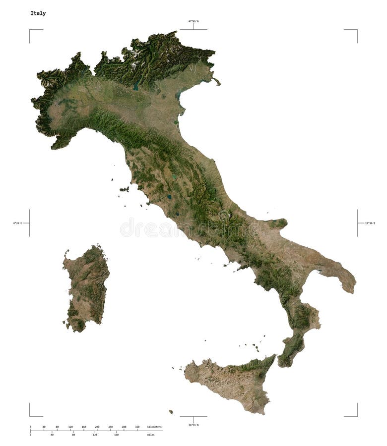 Italy Shape on White. Low-res Satellite Stock Illustration ...