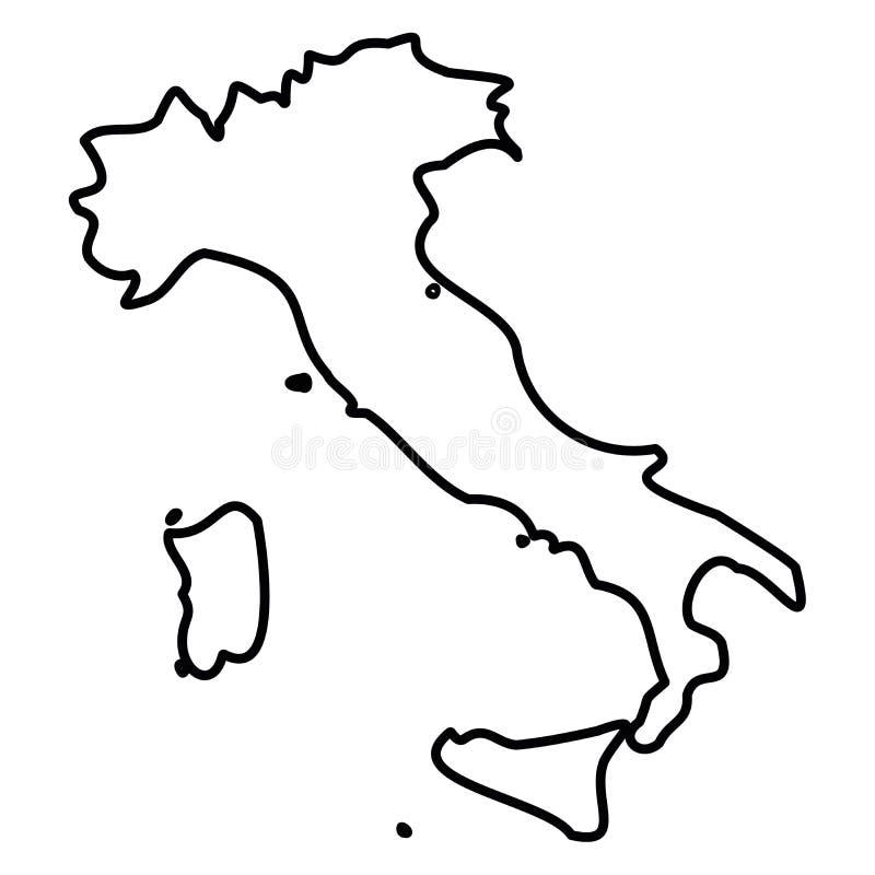Italy - Solid Black Outline Border Map of Country Area. Simple Flat ...