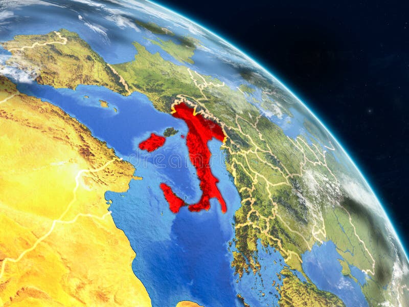 Italy from space stock illustration. Illustration of countries - 130862364