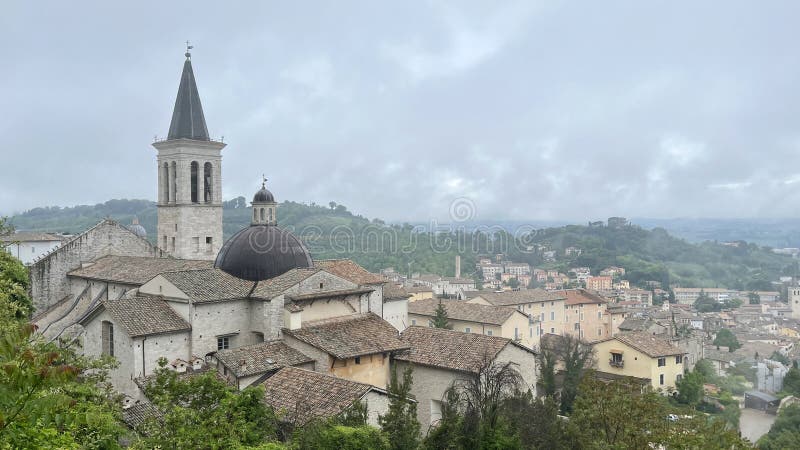 Panoramic View of Cathedral of Santa Maria Assunta in Spoleto, Italy ...