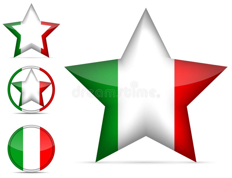 Star Shaped Flags Italy Bright Button Flag Italia Happy Italia Stock