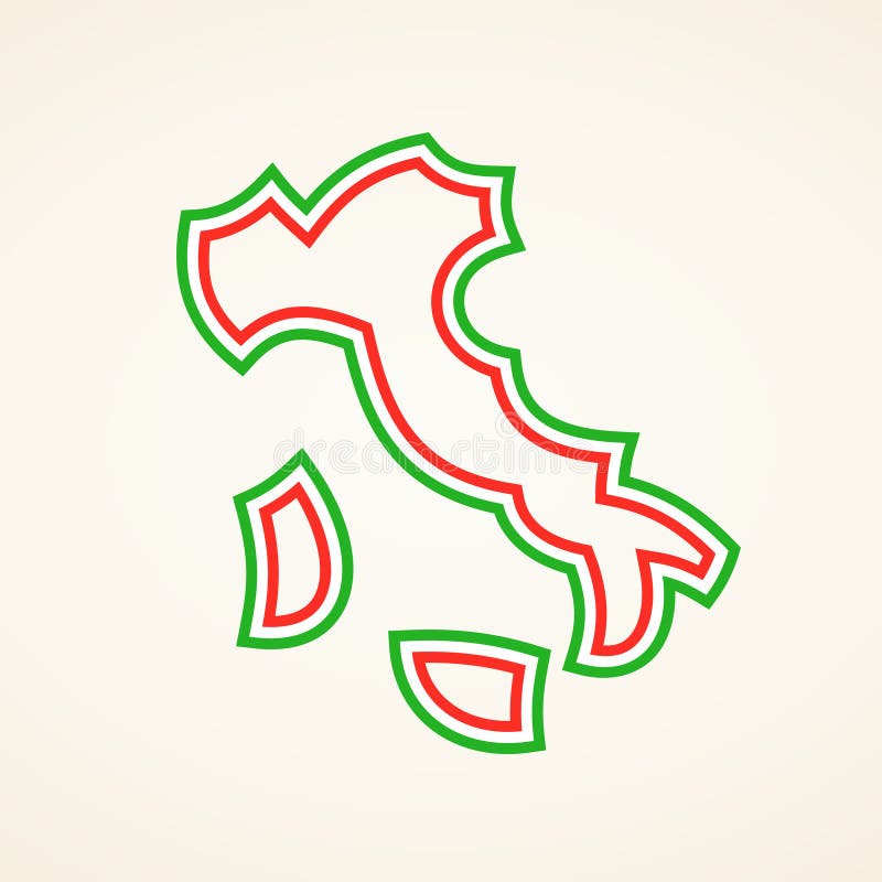 Italy - Stylized Outline Map in Colors of the Flag Stock Vector ...