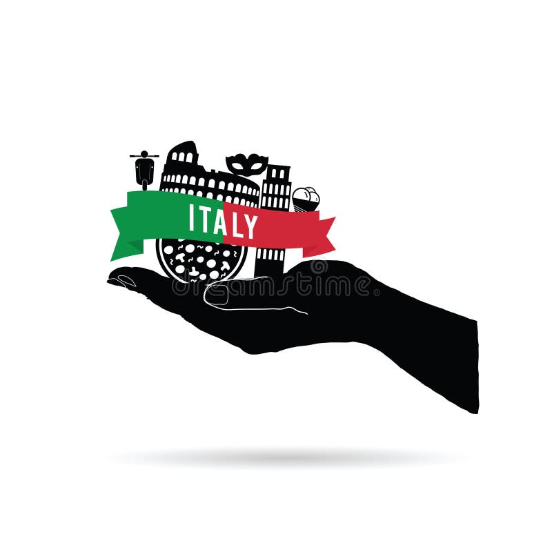 Italy Symbol Color in Hand Illustration Stock Vector - Illustration of ...