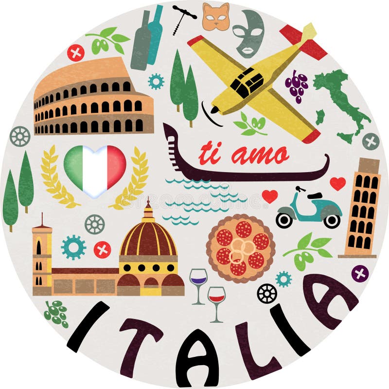 Doodle Hand Drawn Collection of Italy Icons. Italy Culture Elements for ...