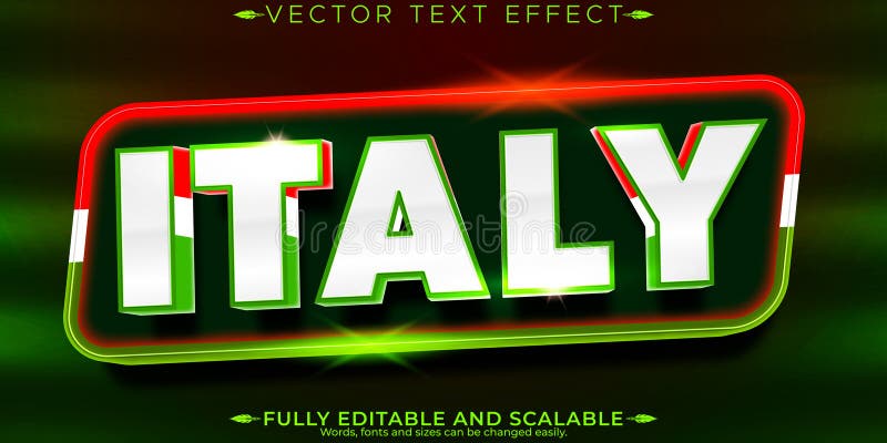 Italy Text Effect, Editable Italian Flag Text Style Stock Vector ...