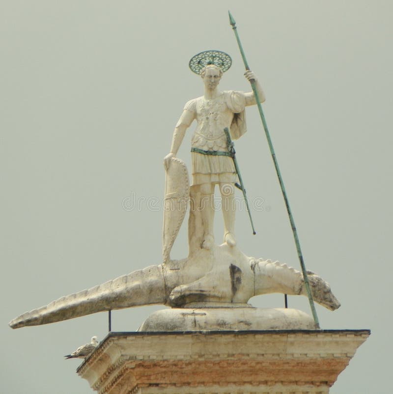 Italy, Venice, St. Mark S Square, Column of San Teodoro Editorial Image ...