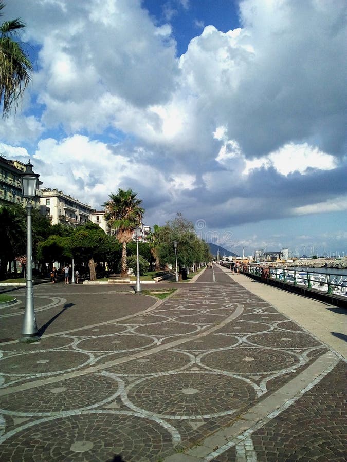 Italy : View of Salerno Seafront, July 2019. Editorial Stock Image ...