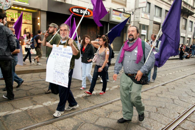 Italy, Violet Party Protesting Politic Corruption Editorial Stock Photo ...