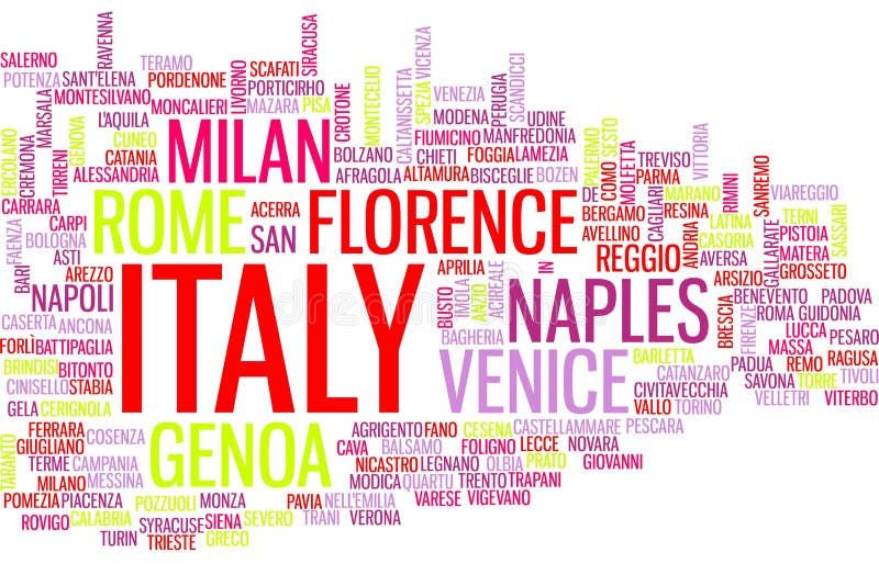 Italy word cloud stock illustration. Illustration of milano - 140546988