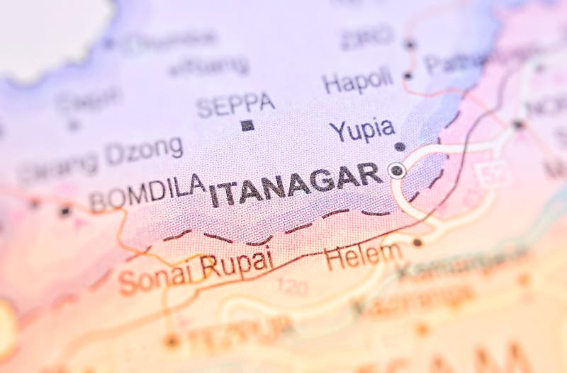 Itanagar on a Map of India with Blur Effect Stock Photo - Image of ...