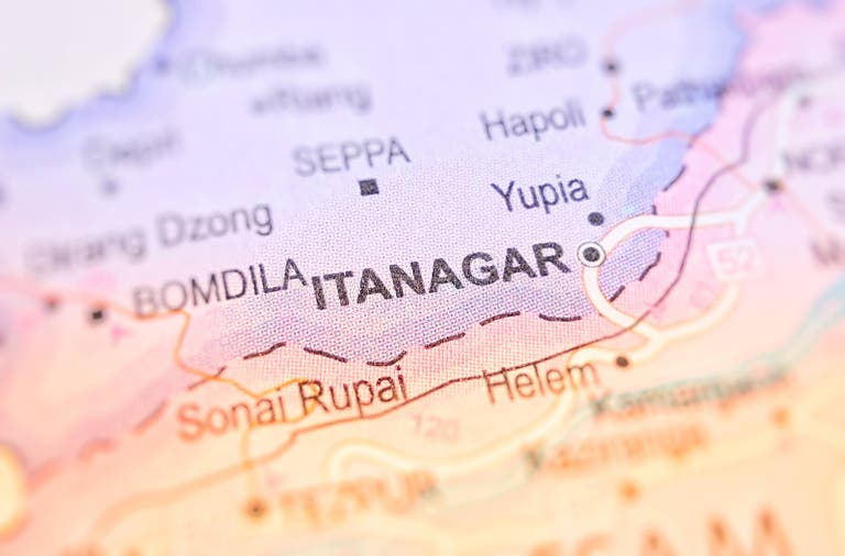 Itanagar on a Map of India with Blur Effect Stock Photo - Image of ...