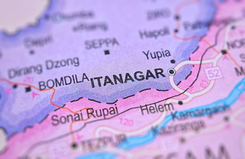 Itanagar on a Map of India with Blur Effect Stock Photo - Image of ...