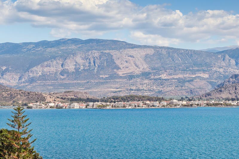 Itea town, Greece stock photo. Image of water, nature - 239010444