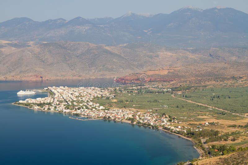Itea Port Town stock photo. Image of ship, peninsula - 26726806