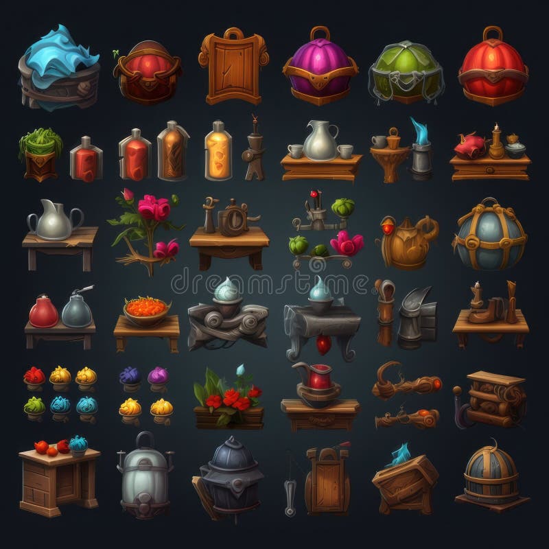 Item game 2d stock illustration. Illustration of color - 277822438