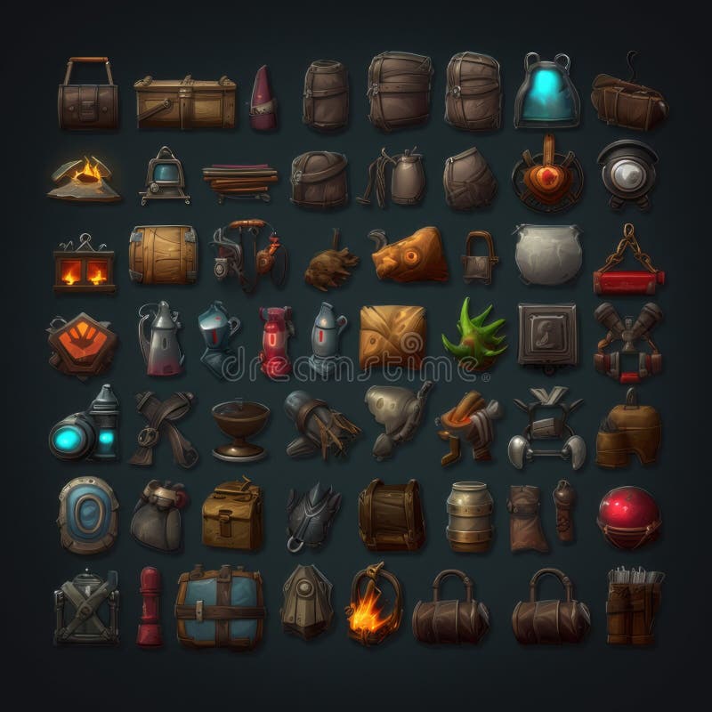 Item game 2d stock illustration. Illustration of items - 277823052