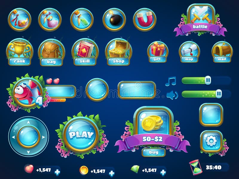 Item Set Atlantis Ruins GUI Stock Vector - Illustration of object ...