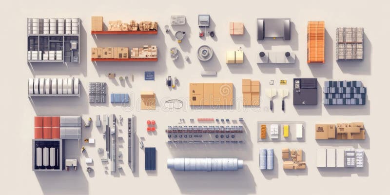 Items Arranged Neatly in Factory Warehouse, and Logistics Concept Theme ...
