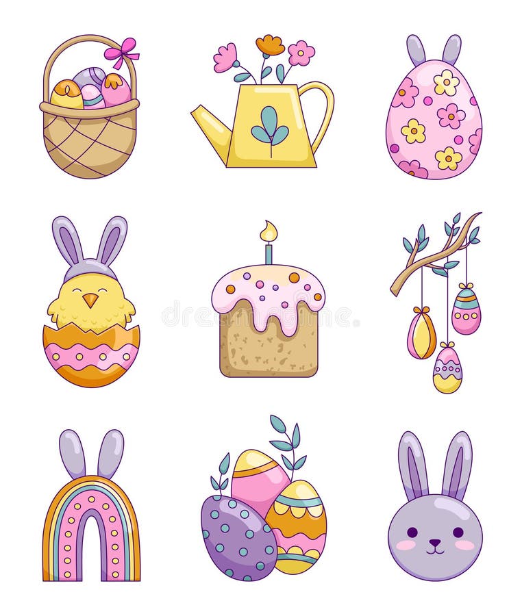 Items and Characters Easter. Coloring Page Stock Vector - Illustration ...
