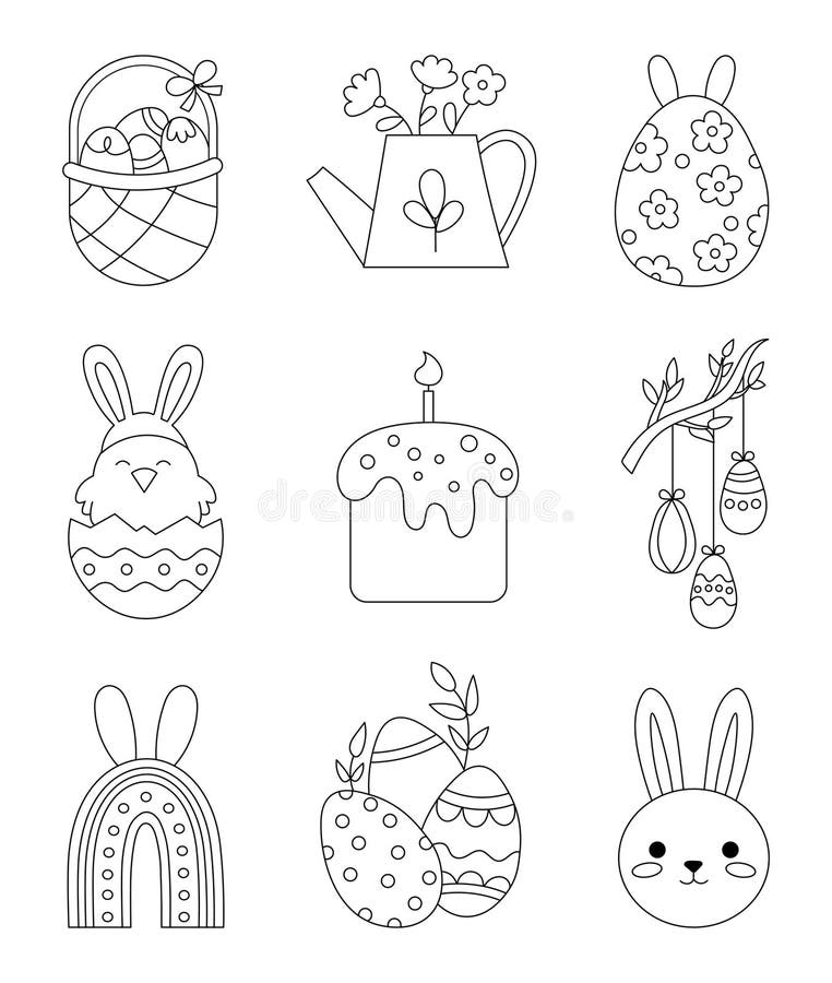 Items and Characters Easter. Coloring Page Stock Vector - Illustration ...