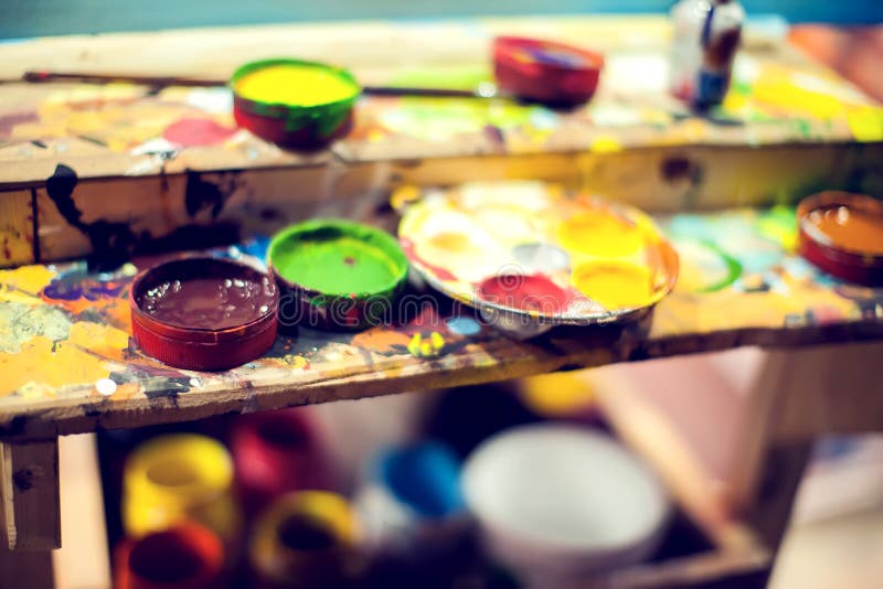 Items for Drawing and Art: Watercolor Paint and Brushes Stock Image ...